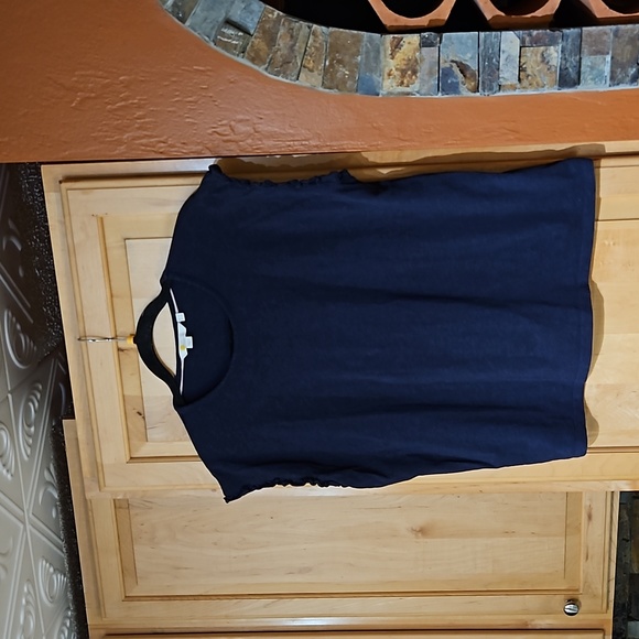 Boden | Tops | Boden Faye Jersey Top Ruffle Cap Sleeve Navy Blue | Poshmark